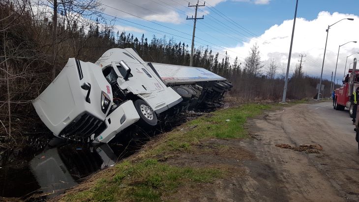 Tractor-trailer leaves Hwy 11 going southbound just south of Novar exit ...