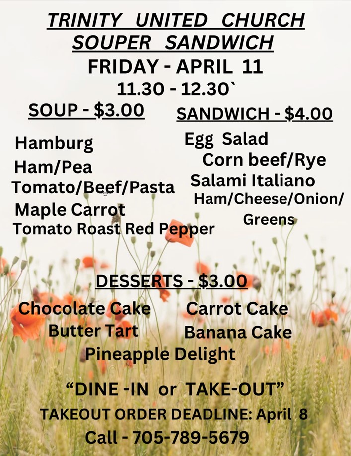 Souper Sandwich Lunch at Trinity United Church, Huntsville - Huntsville ...